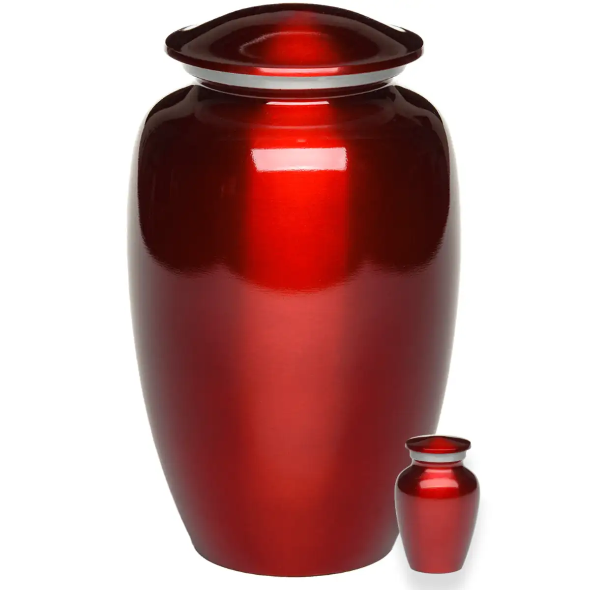 Aluminum cremation urn, ruby red gloss finish - Free shipping
